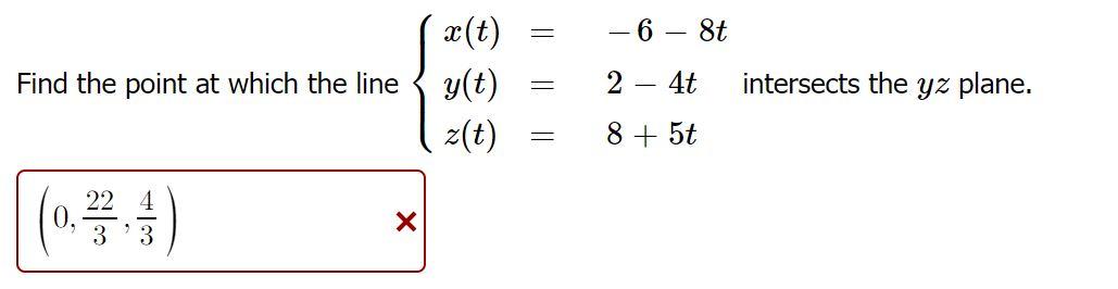 Solved Find the point at which the line | Chegg.com