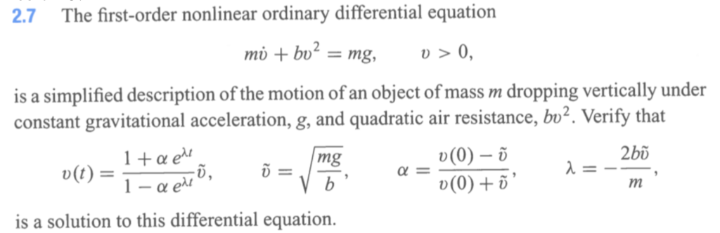 Solved 2.7 The first-order nonlinear ordinary differential | Chegg.com