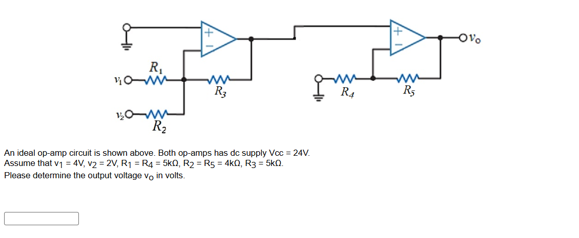 Solved An ideal op-amp circuit is shown above. Both op-amps | Chegg.com