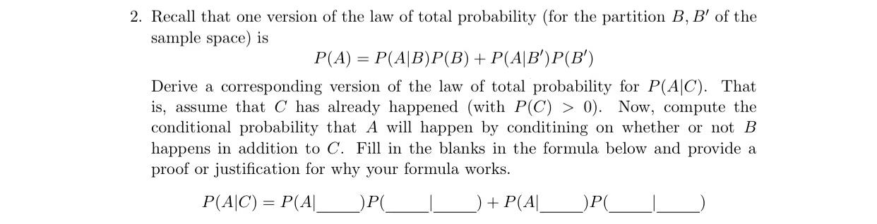 Solved Recall that one version of the law of total | Chegg.com