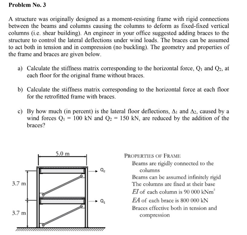 Solved Problem No. 3 A structure was originally designed as | Chegg.com