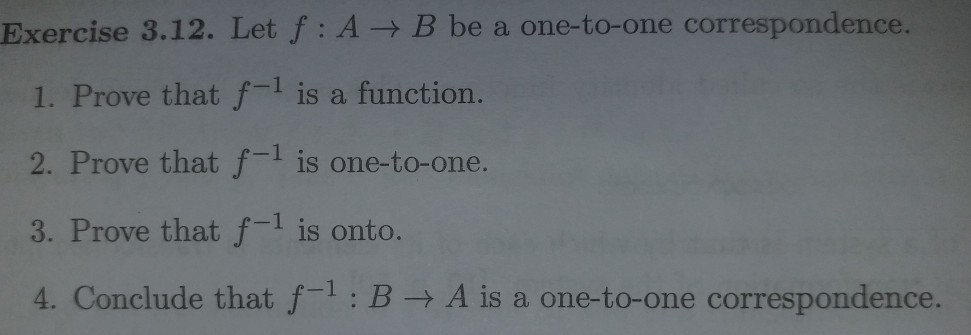 Solved Exercise 3.12. Let f: A B be a one-to-one | Chegg.com