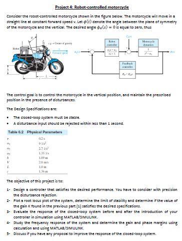 Solved Project 4: Robot-controlled motorcycle Consider the | Chegg.com