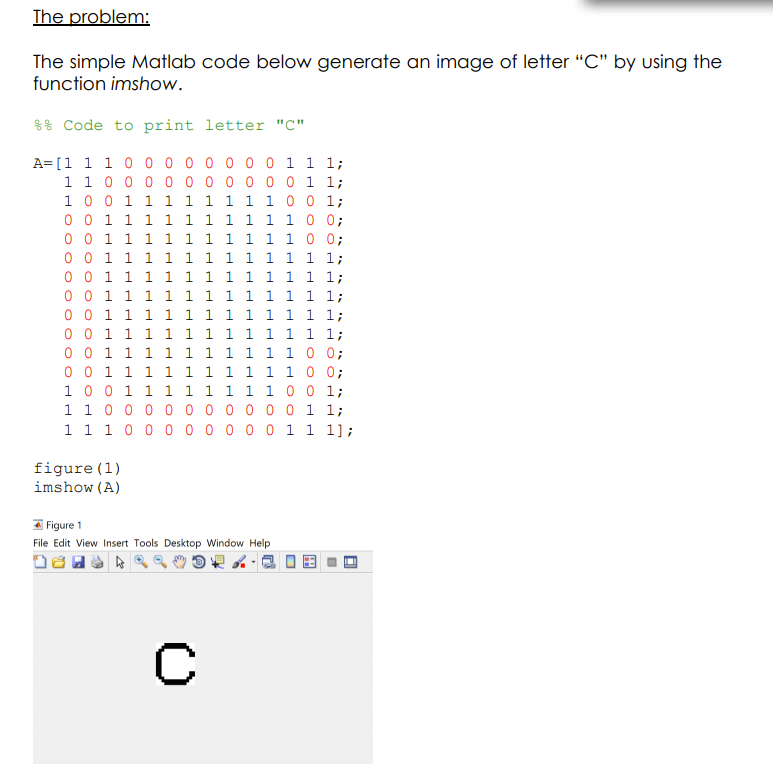 The problem: The simple Matlab code below generate an | Chegg.com