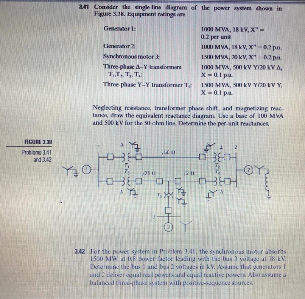 Solved 341 Consider the single-line diagram of the power | Chegg.com