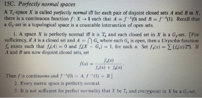 Solved 15C. Perfectly normal spaces A Ti-space X is called | Chegg.com