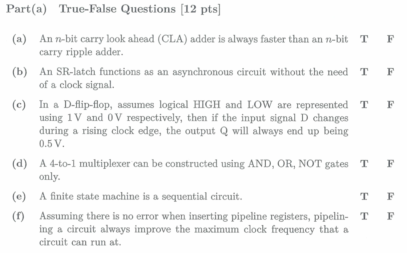 Solved (a) An n-bit carry look ahead (CLA) adder is always | Chegg.com