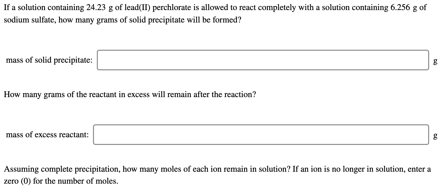 Solved If a solution containing 24.23 g of lead(II) | Chegg.com