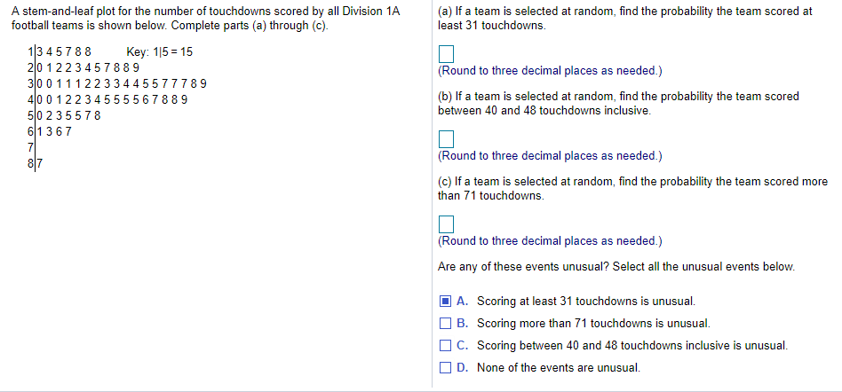 Solved (a) If a team is selected at random, find the | Chegg.com