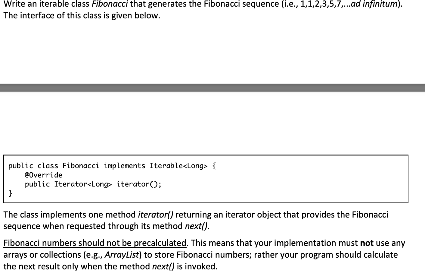 Solved Write An Iterable Class Fibonacci That Generates The