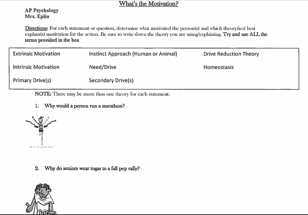 Solved AP Psychology Mrs. Eplin Directions: For each | Chegg.com