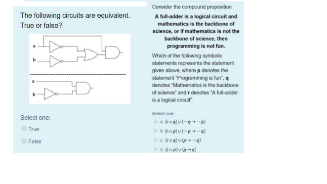 Solved The following circuits are equivalent. True or false? | Chegg.com