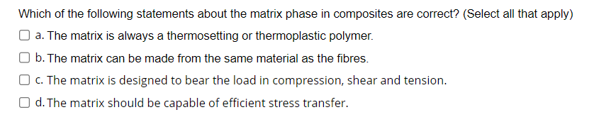 Solved Which of the following statements about the matrix | Chegg.com