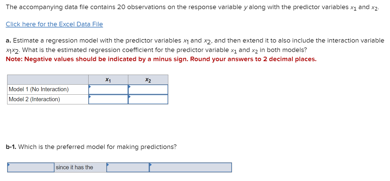 Solved The accompanying data file contains 20 observations | Chegg.com
