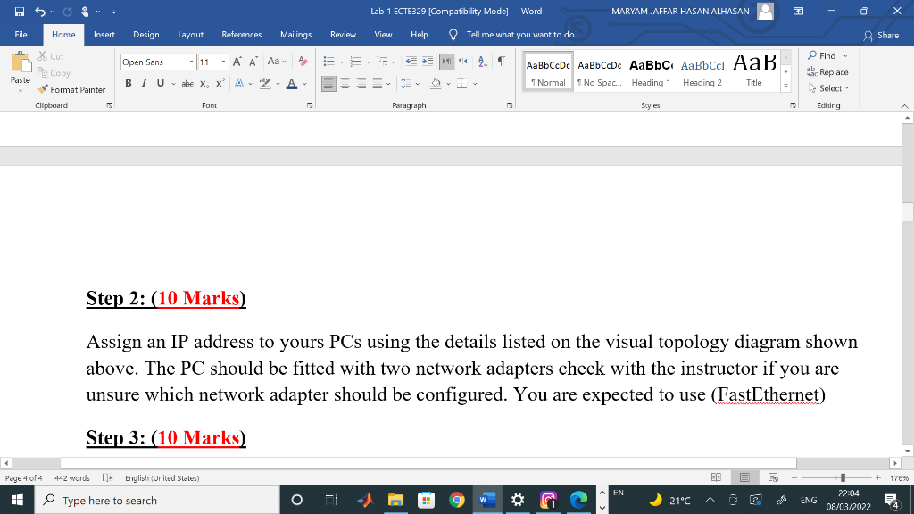 Solved A 50% Lab 1 ECTE329 [Compatibility Mode] - Word | Chegg.com
