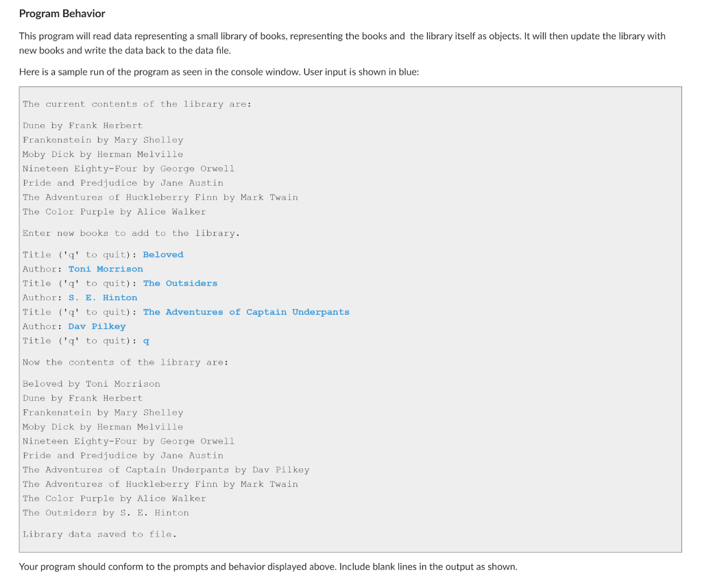 Solved Program Behavior This Program Will Read Data 