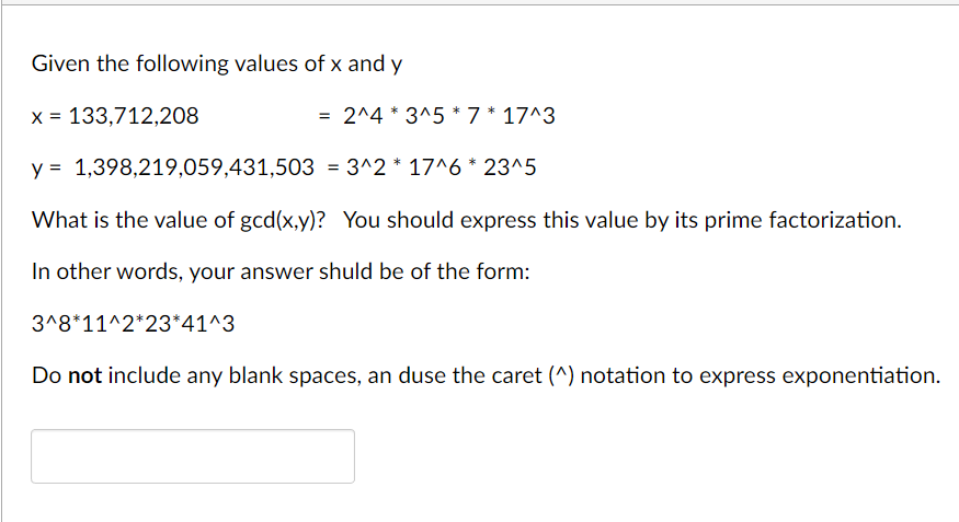 Solved Given the following values of x and y | Chegg.com