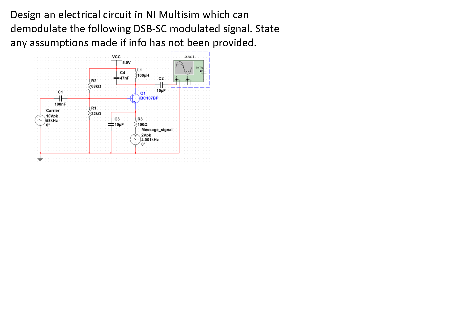 Solved Design an electrical circuit in NI Multisim which can | Chegg.com