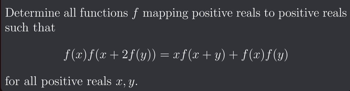 Solved Determine all functions f mapping positive reals to | Chegg.com