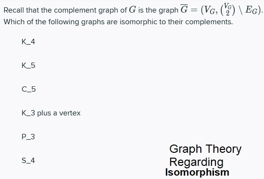 Solved Recall that the complement graph of G is the graph G | Chegg.com