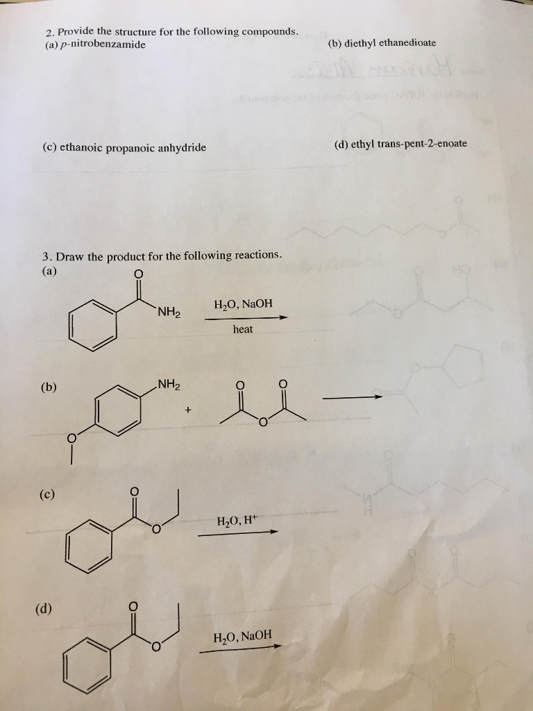 Solved 2. Provide the structure for the following compounds. | Chegg.com