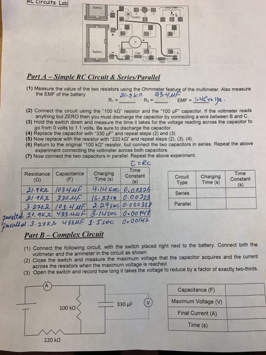 RC Circuits Lab Part A-Simple RC Circuit & | Chegg.com