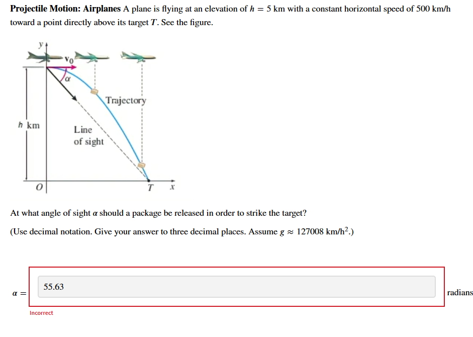 Solved Projectile Motion: Airplanes A plane is flying at an | Chegg.com