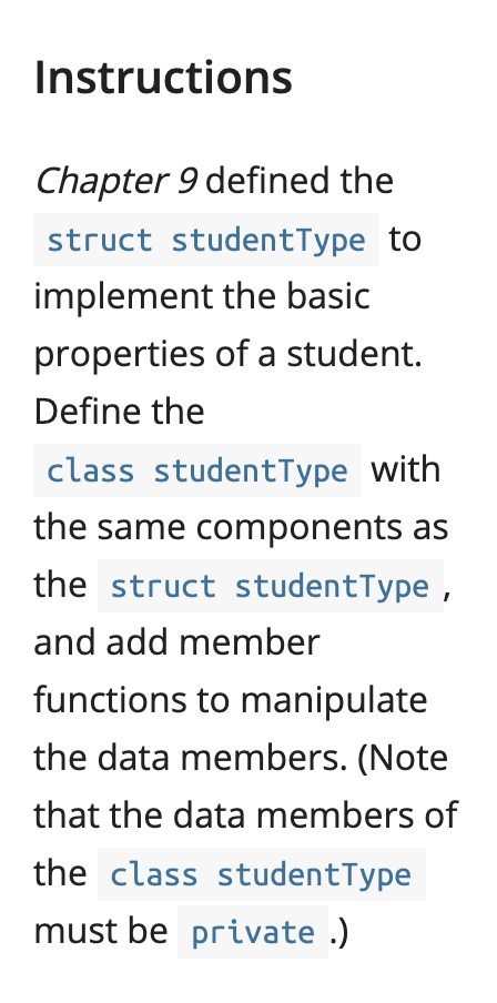 Solved Instructions Chapter 9 defined the struct studentType | Chegg.com