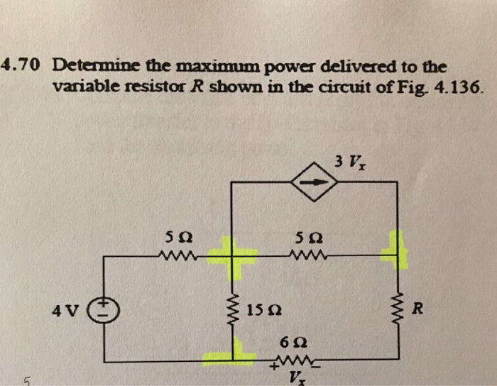 Solved 4.70 Determine the maximum power delivered to the | Chegg.com