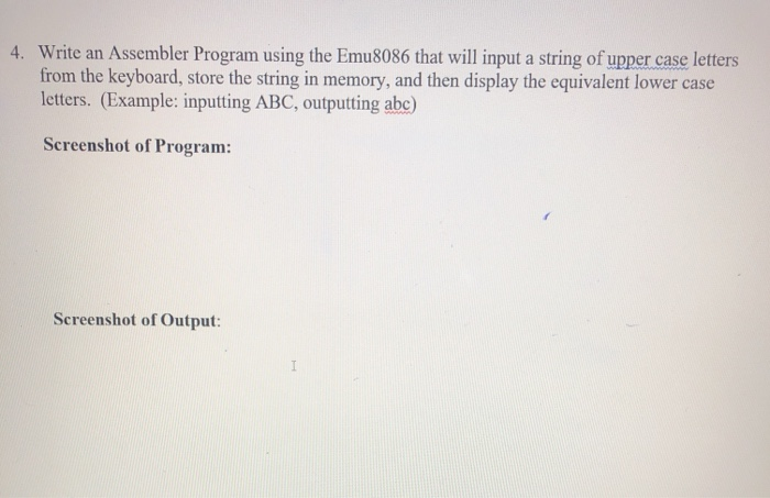 Solved Write An Assembler Program Using The Emu8086 That