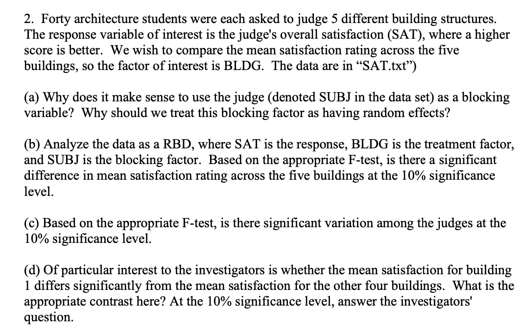SUBJ BLDG SAT BTY FNC INT DIG | Chegg.com