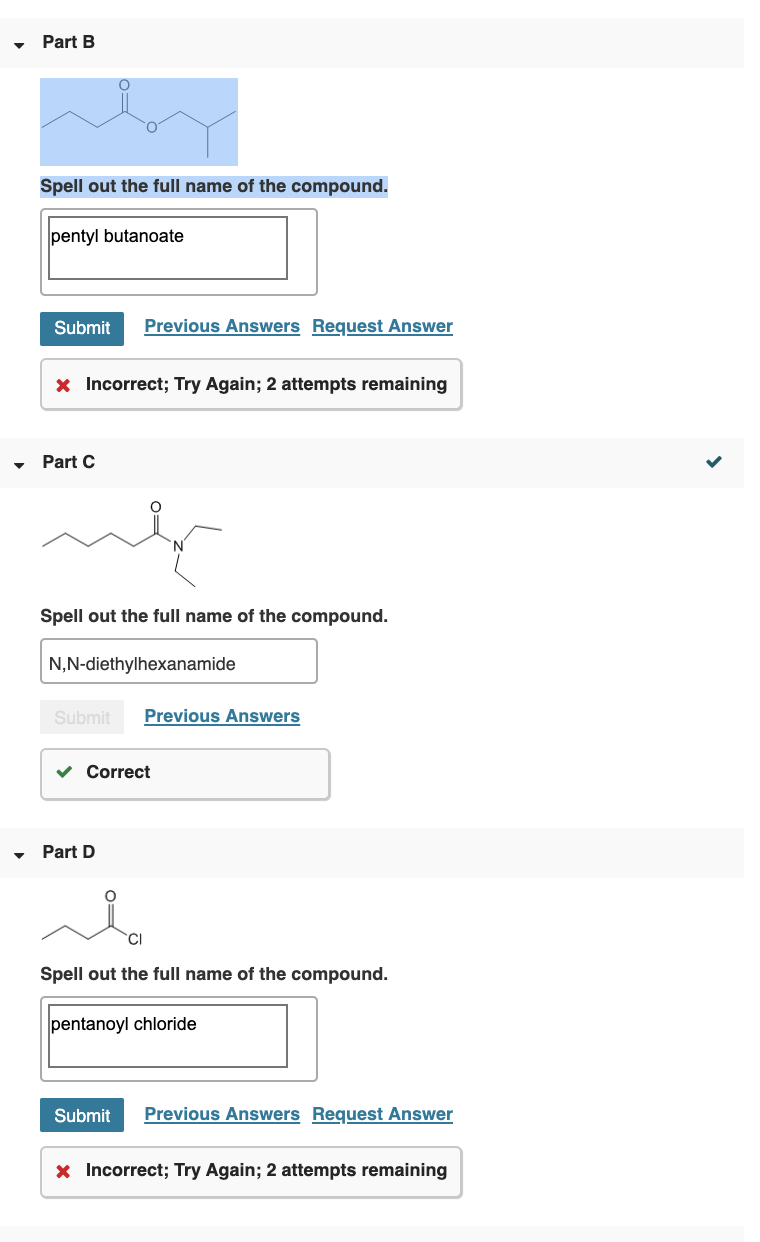 Solved Part B Spell out the full name of the compound. | Chegg.com