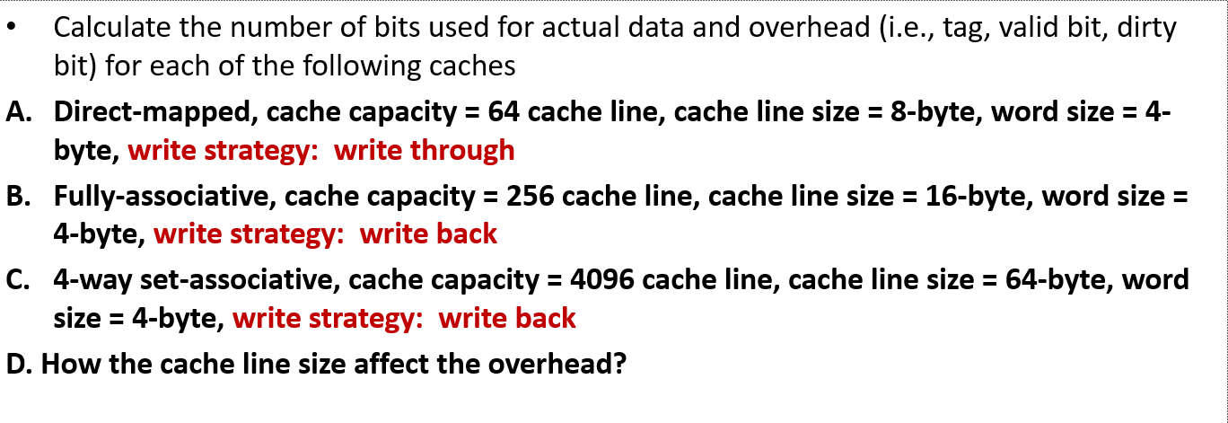 Solved Calculate the number of bits used for actual data | Chegg.com