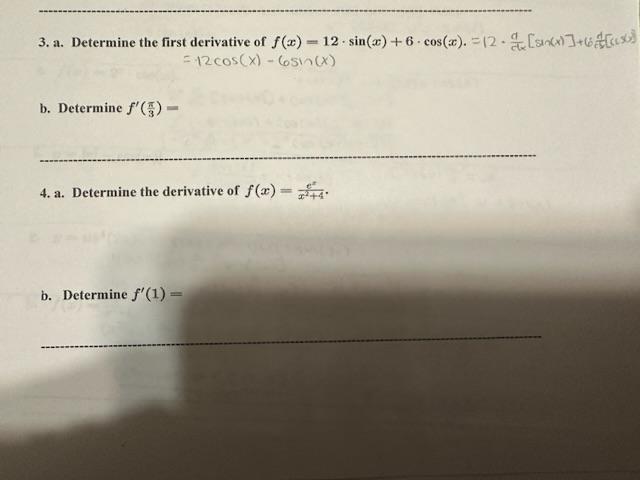 Solved 3. a. Determine the first derivative of | Chegg.com