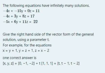 Solved The following equations have infinitely many | Chegg.com