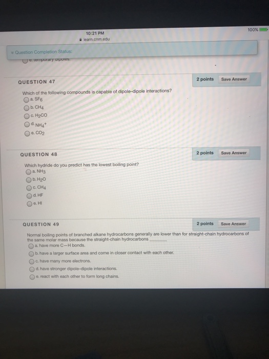 Solved s Question Completion Status: QUESTION 44 2 points | Chegg.com