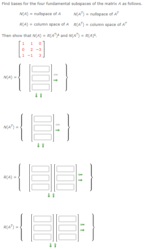 Solved Find bases for the four fundamental subspaces of the | Chegg.com