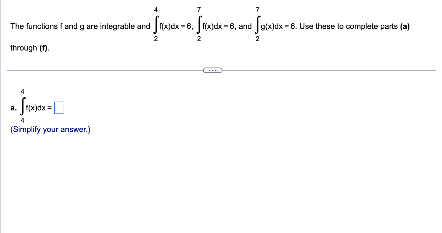 Solved The functions f and g are integrable and | Chegg.com