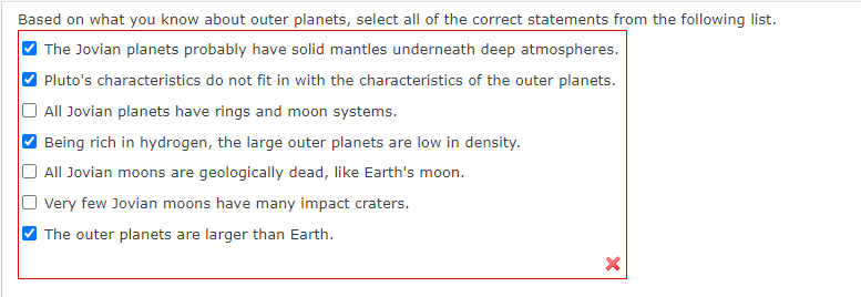 Solved Based on what you know about outer planets, select | Chegg.com