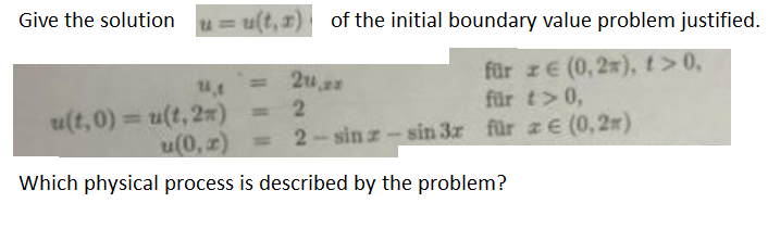 Solved Give the solution u= of the initial boundary value | Chegg.com