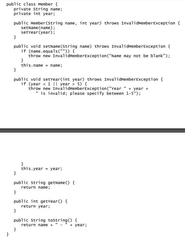 Solved 3. Implement Member: Part 1 Member -name: String | Chegg.com
