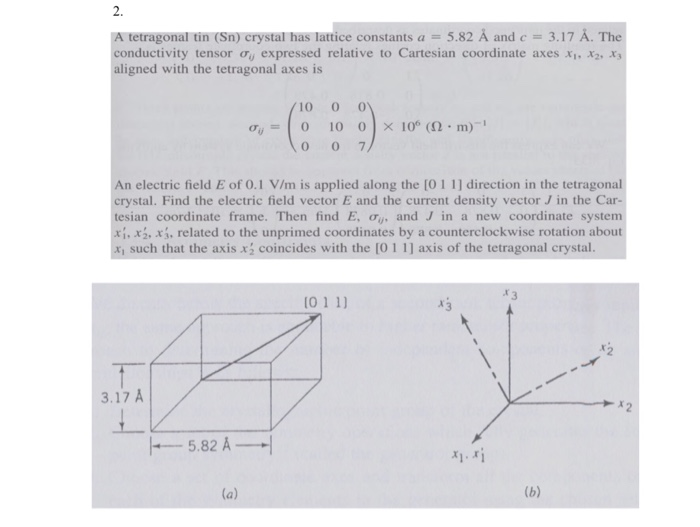 Solved 2. A tetragonal tin(Snycrystal has lattice constants | Chegg.com