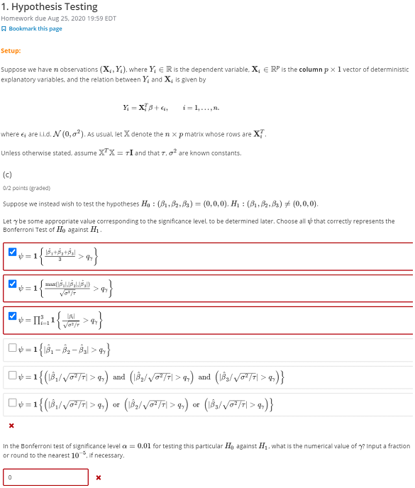 1. Hypothesis Testing Homework due Aug 25, 2020 19:59 | Chegg.com