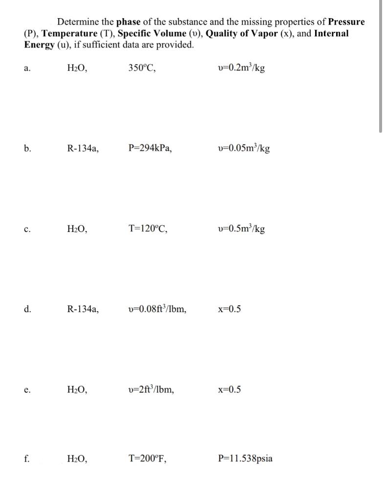 Solved Determine the phase of the substance and the missing | Chegg.com
