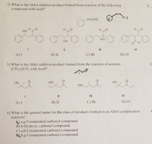 Solved: 2) What Is The Aldol Addition Product Formed From ... | Chegg.com