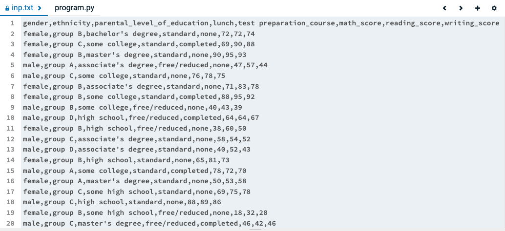 Solved a inp.txt > program.py + | Chegg.com