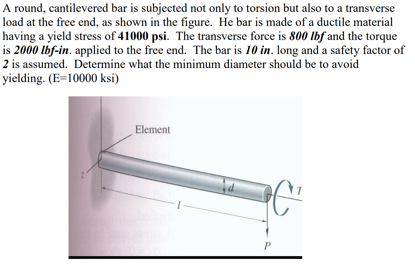 Solved A round, cantilevered bar is subjected not only to | Chegg.com