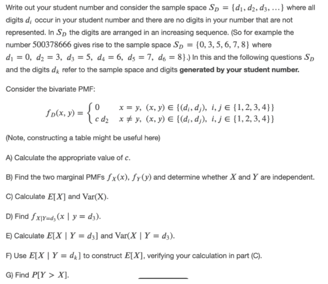 Solved Write out your student number and consider the sample | Chegg.com