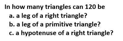 Solved In how many triangles can 120 be a. a leg of a right | Chegg.com