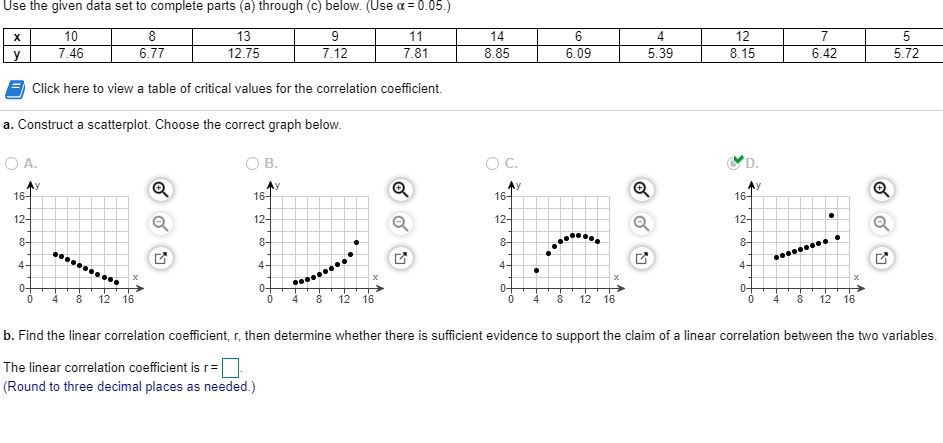 Solved Critical Values for the Correlation Coefficient | Chegg.com